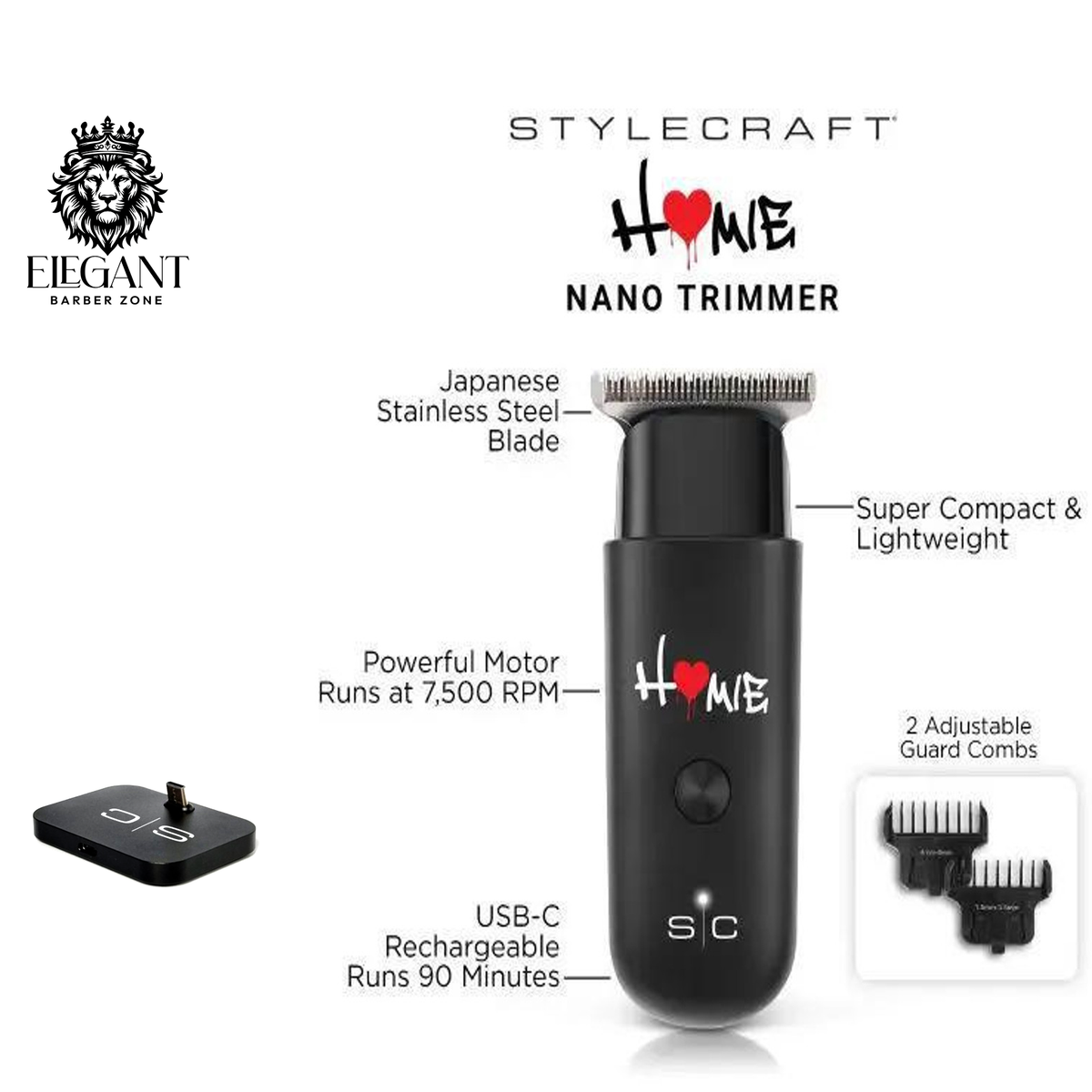 Stylecraft Pro Homie Nano Trimmer USB-C Rechargeable with free stand ...
