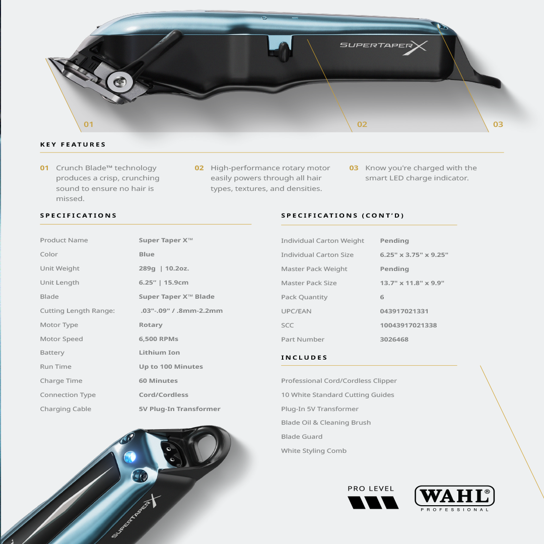 Wahl Super Taper X Cordless Clipper – Elegant Barber Zone